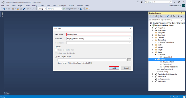 Exception Filter In ASP.NET MVC